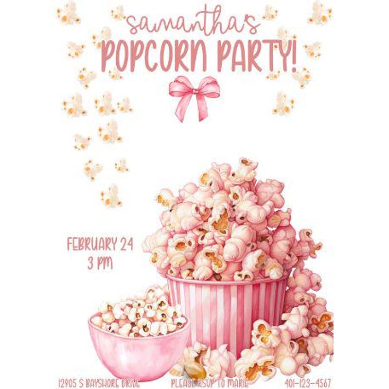 Popcorn Invitation - Etsy