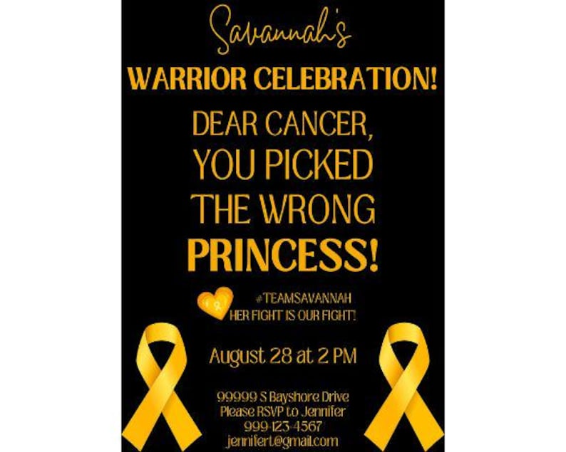 Childhood Cancer Party Invitation | Childhood Cancer Survivor Party ...