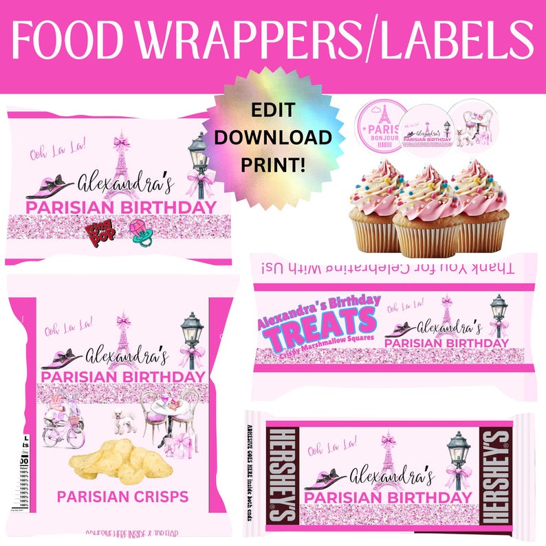 Paris Birthday Party Printable Bundle | Paris Theme Birthday Party ...