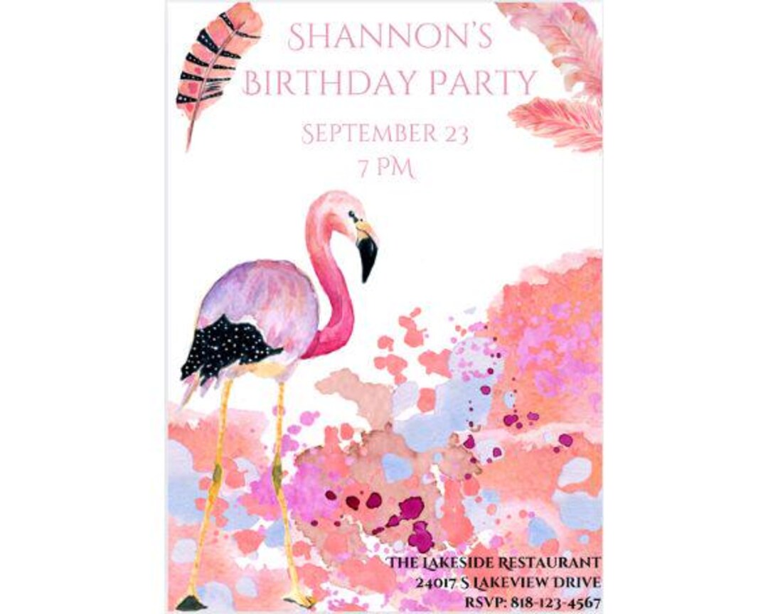 Flamingo Birthday Party Invites | Flamingo Invitations for Girls | Cute ...