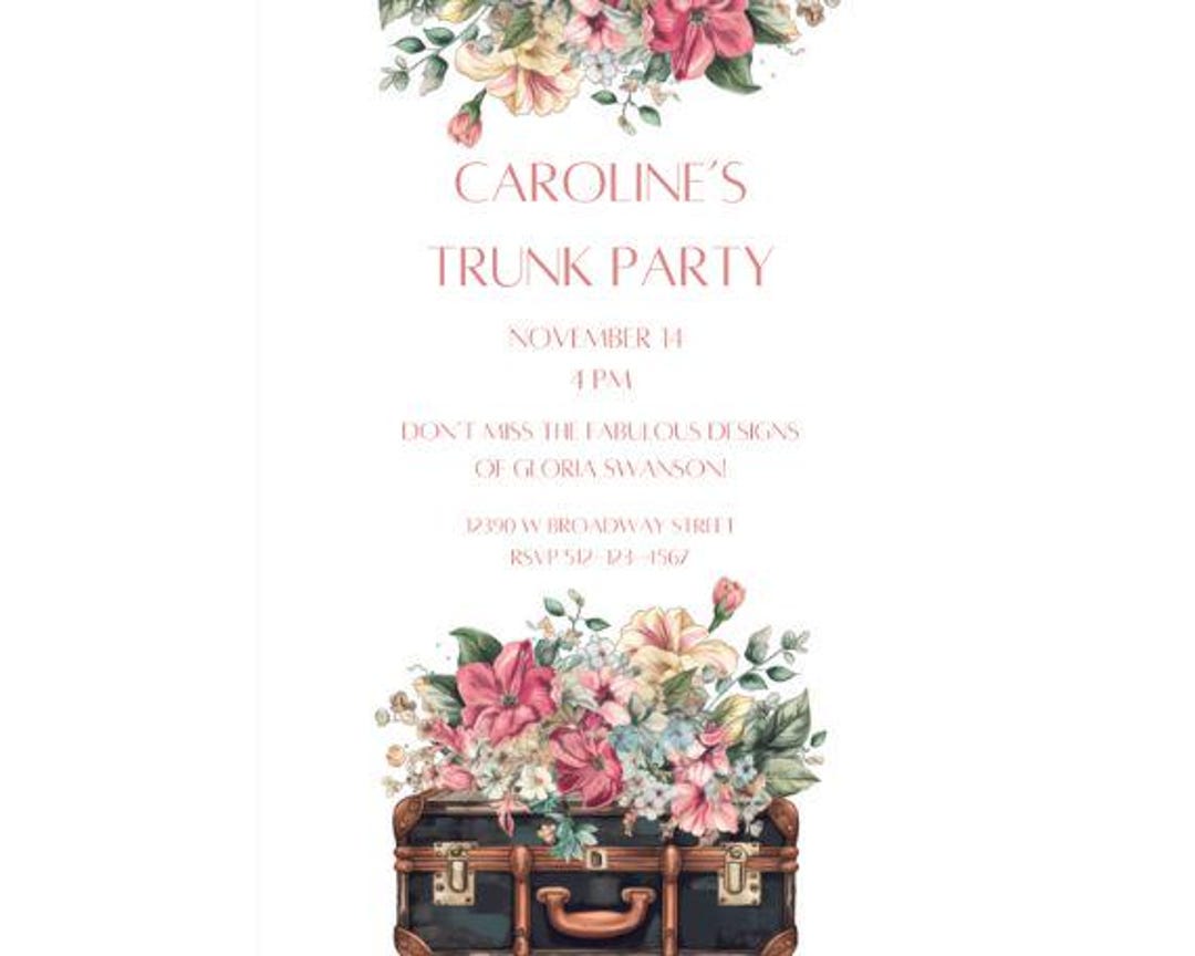 Trunk Party Invitations | Trunk Party Invitation Floral | Trunk Party ...