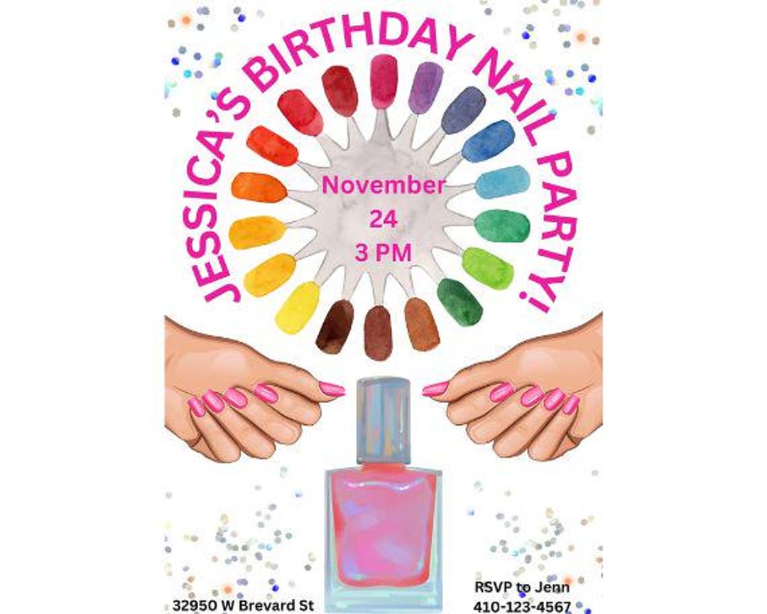 Nail Party Invitation | Editable Nail Party Invite | Nail Polish Party ...