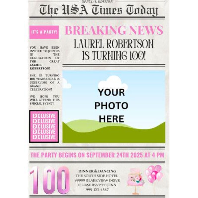 100th Birthday Newspaper - Etsy