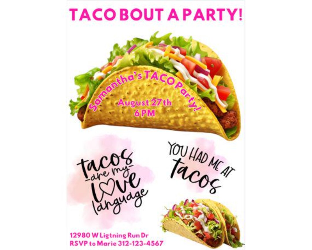 Taco Party Invitation | Taco Bout Party Invitation | Taco Birthday ...