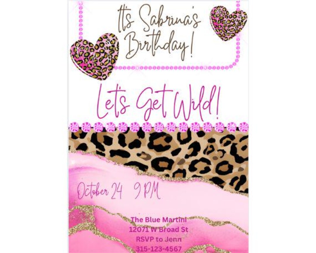 Let's Get Wild Leopard Print Invitation | Girls Birthday Invitations ...