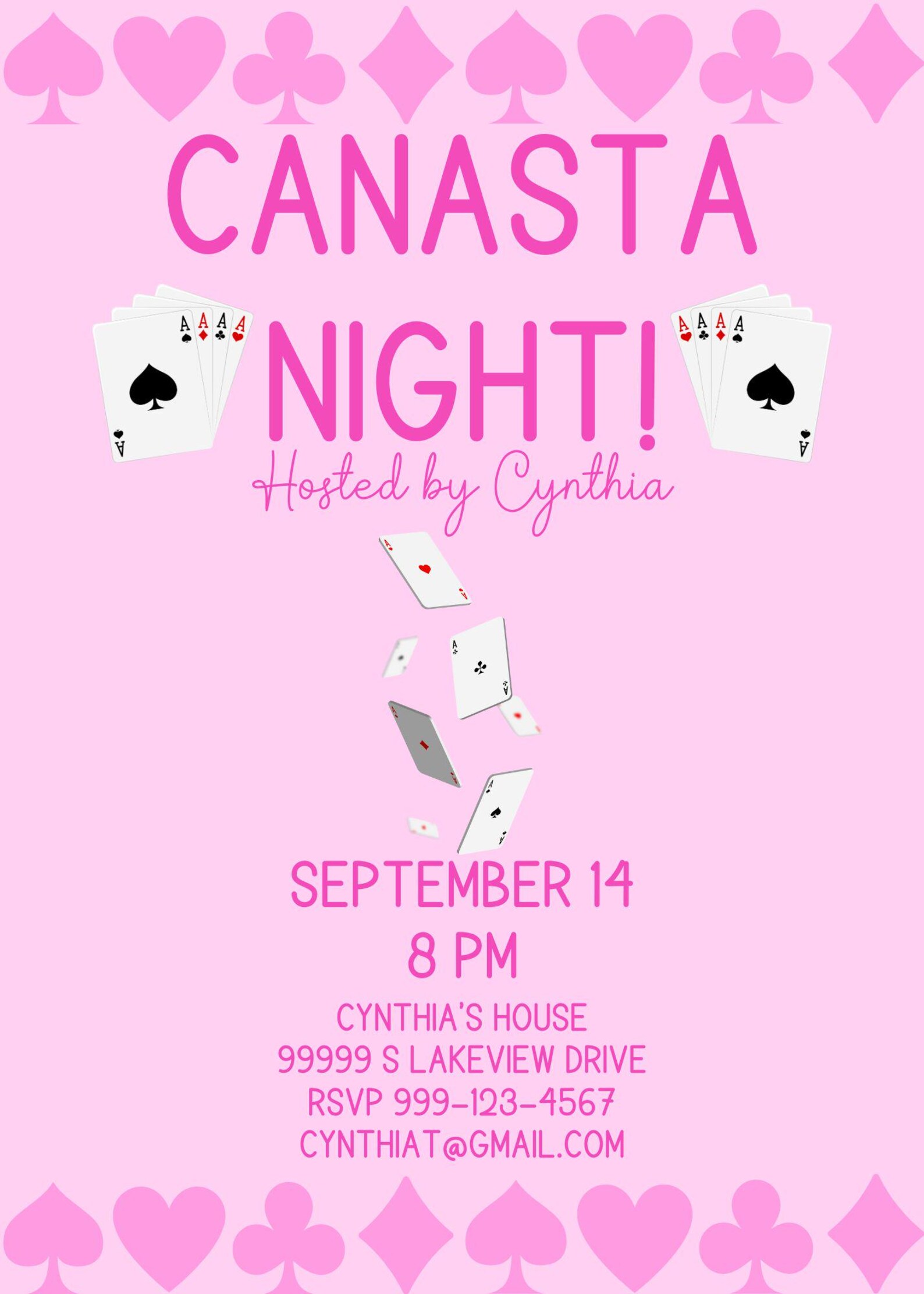 Canasta Night Invitation & Score Sheet | Pink Canasta Set | Canasta ...