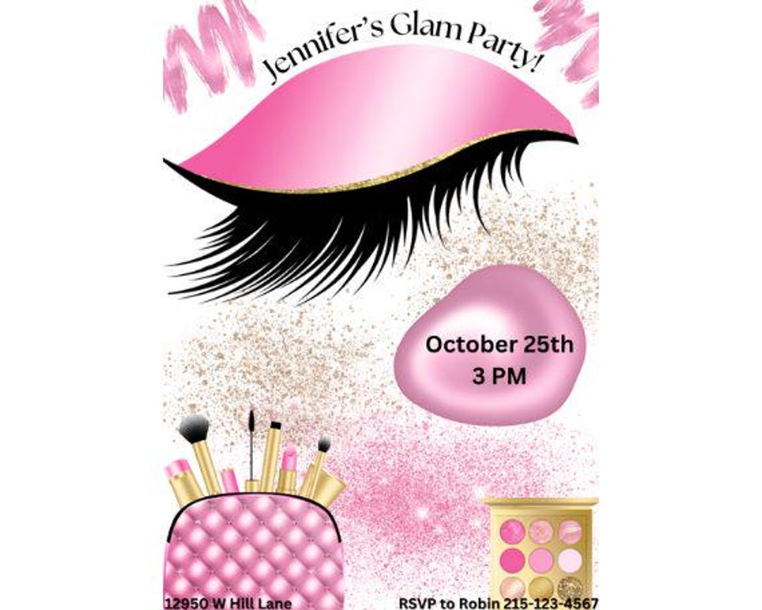 Glam Party Invitation | Makeover Party Invitation | Makeover Birthday ...