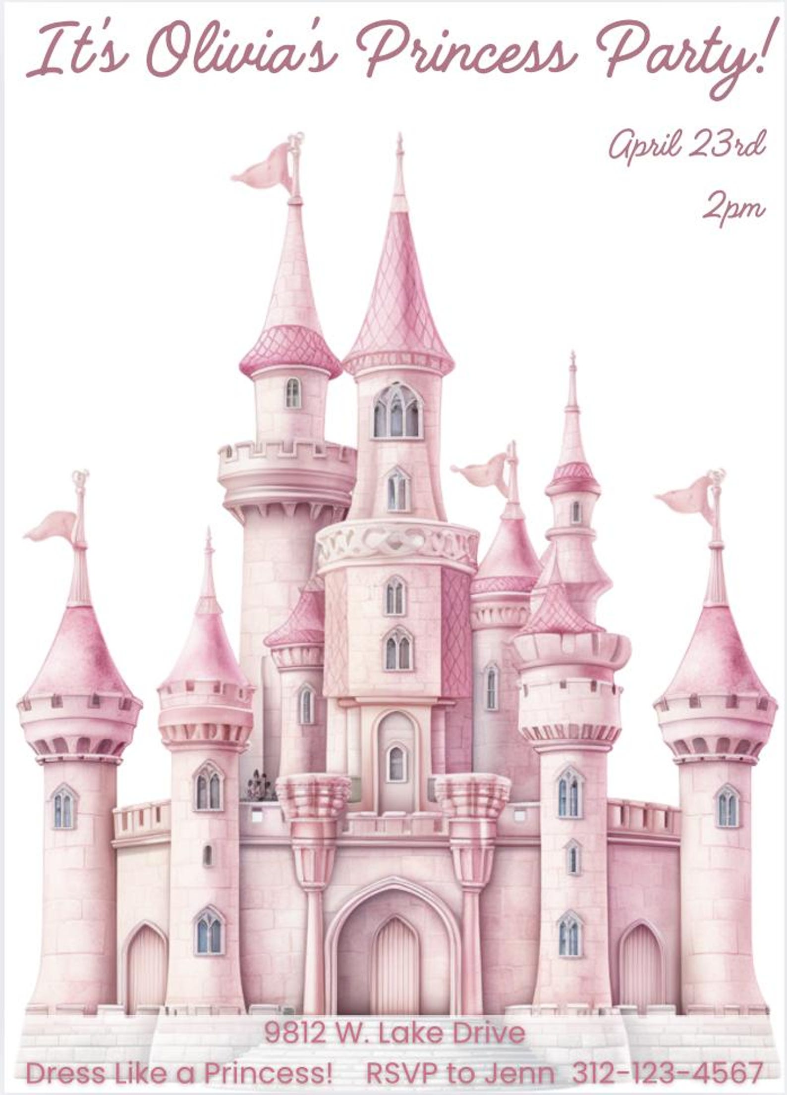 Castle Invites | Princess Birthday Party Invite | Girl Princess Party ...