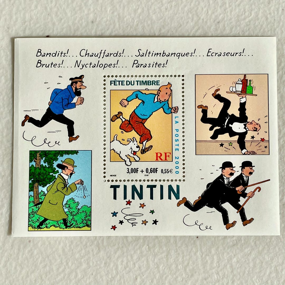 Tintin Collectible Stamp Sheet (france 2000) With Stock Card – Vintage ...