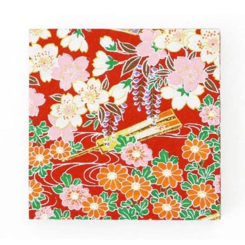 Made in Japan Origami Paper Set Yuzen Chiyogami Gold Ink Washi Folding ...