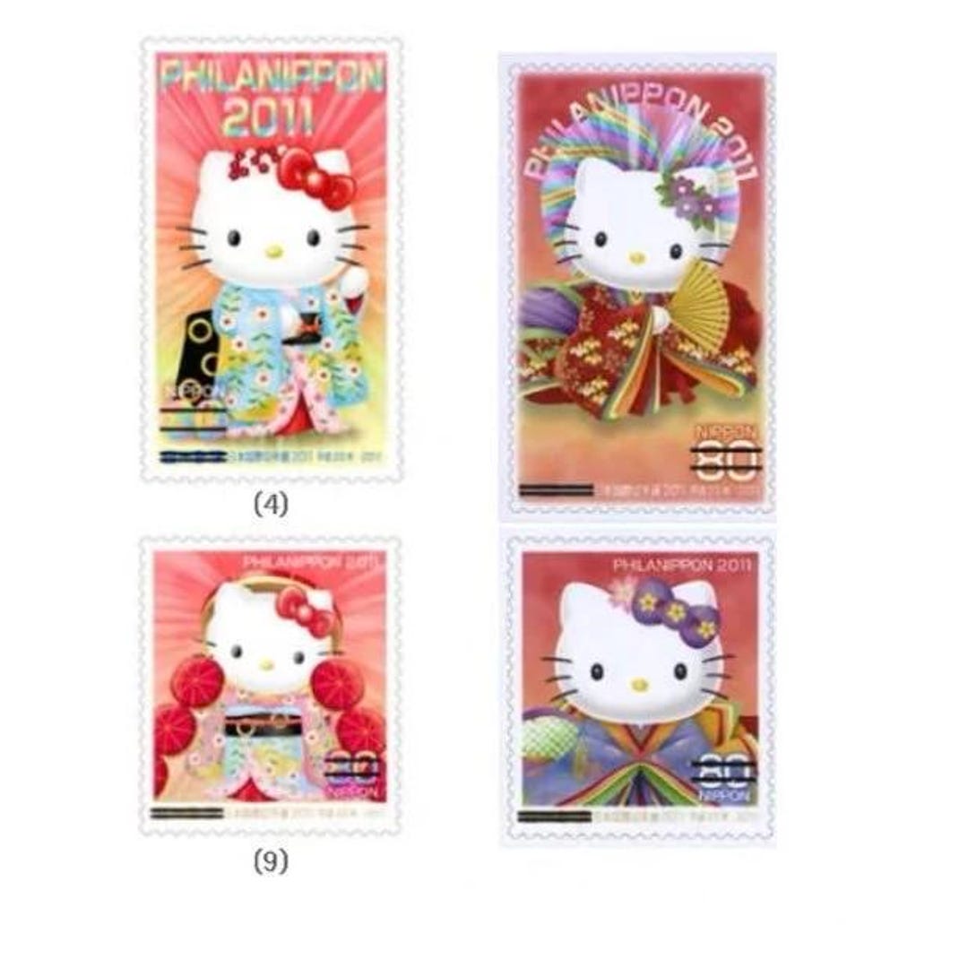 With Stock Card Sanrio Hello Kitty Stamp Set 2011 Kimono Kitty Flashing ...