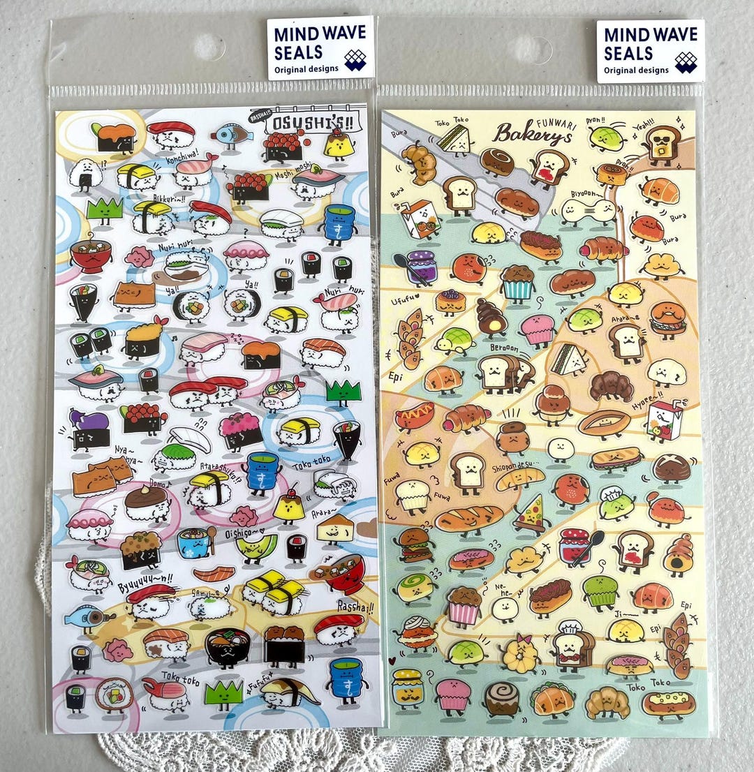 Japan-made Mind Wave Stickers – Bakery & Sushi Food Sticker Sheets ...