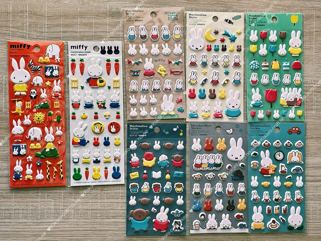 Japan Miffy Stickers Miffy Puffy Sticker 3D Sticker Miffy Sticker UK SELLER 8 Patterns Nijntje ...