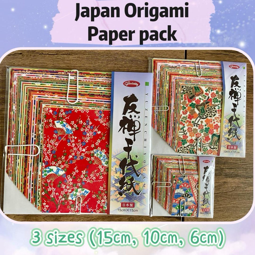 Made in Japan Origami Paper Set Yuzen Chiyogami Gold Ink Washi Folding ...