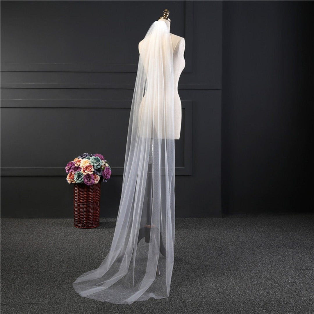 Thin Cathedral Veil: Soft Tulle Ivory Wedding Veil, 80 Inch - Etsy