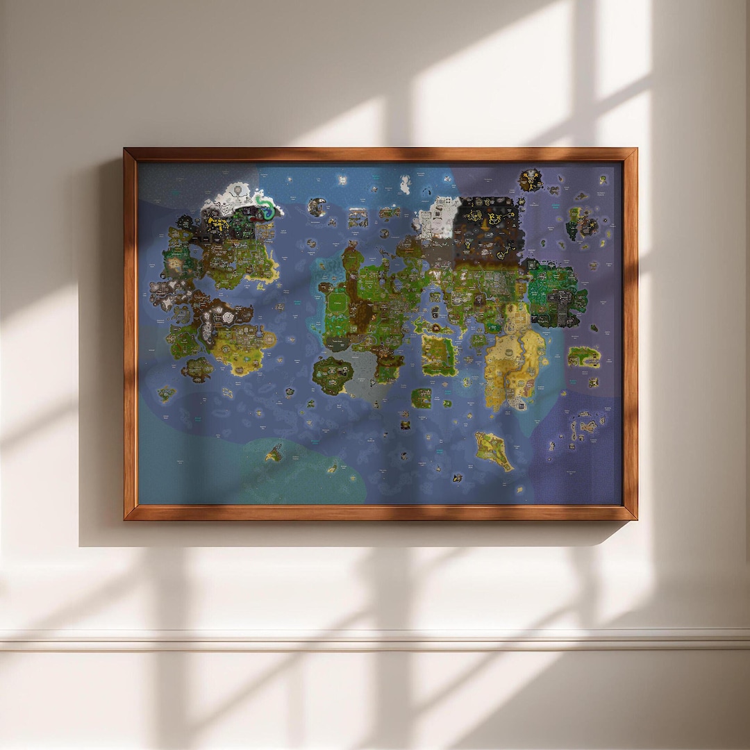 Oldschool Runescape World Map Wall Art, Jagex Poster, OSRS World Map ...
