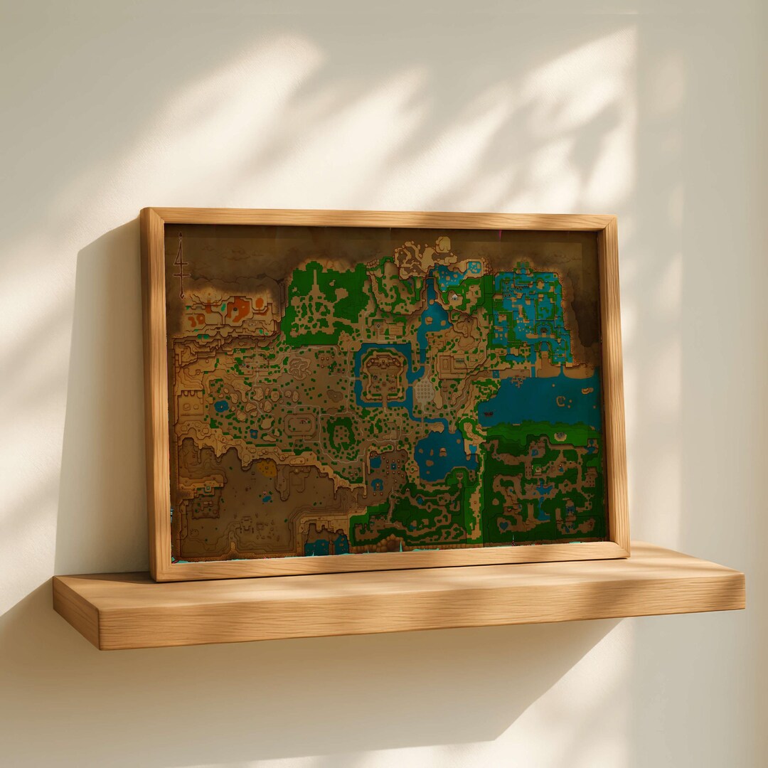 Legend of Zelda Map Wall Print, Map of Hyrule Wall Poster, Gaming Room ...