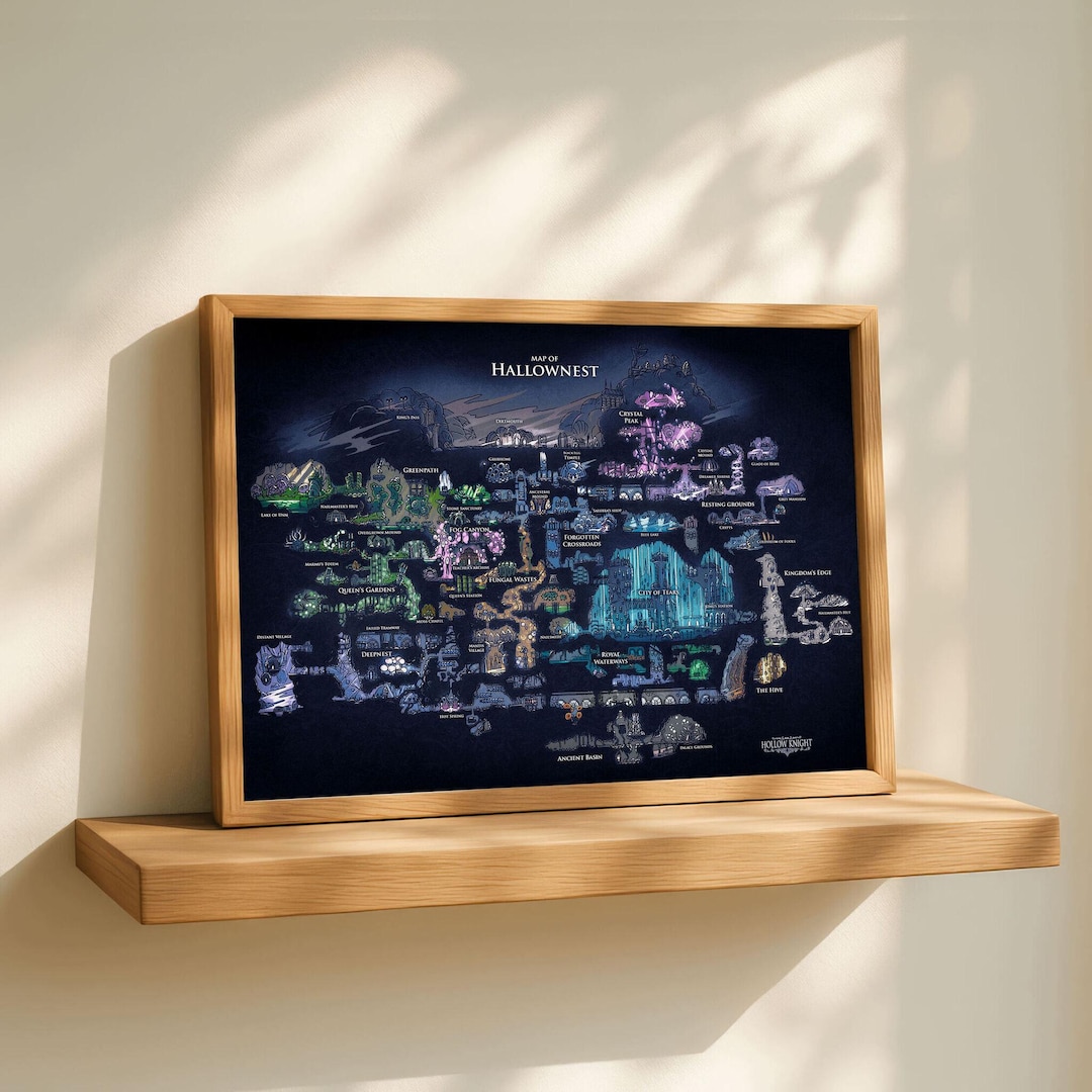 Hollow Knight Wall Art, Hallownest Maps Poster, Silksong Merch Canvas ...