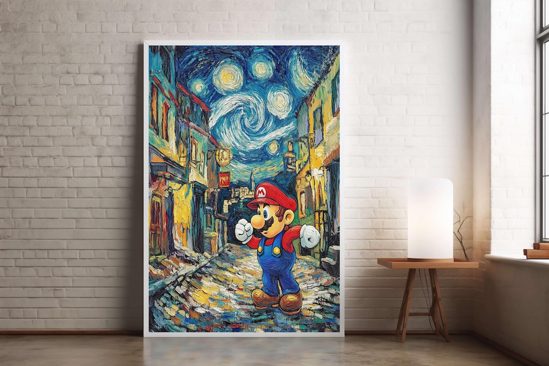 Super Mario Bro on Van Gogh's Style Wall Print, Post-impressionist ...