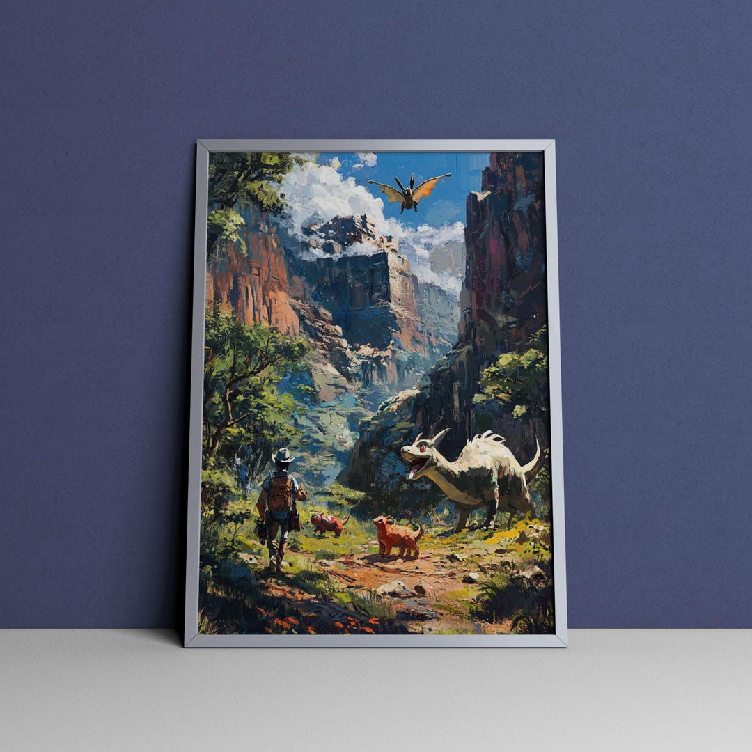 Western Style Pokemon Wall Print, Kawaii Pikachu Wall Art, Anime Canvas ...