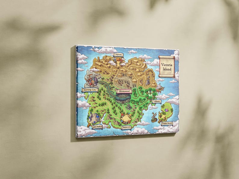 Old Victoria Island Map Wall Art, Maplestory World Map Canvas Prints ...