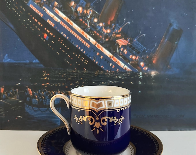 Rare RMS Titanic Replica China Demitasse Tea Cup & Saucer - Cobalt Blue ...