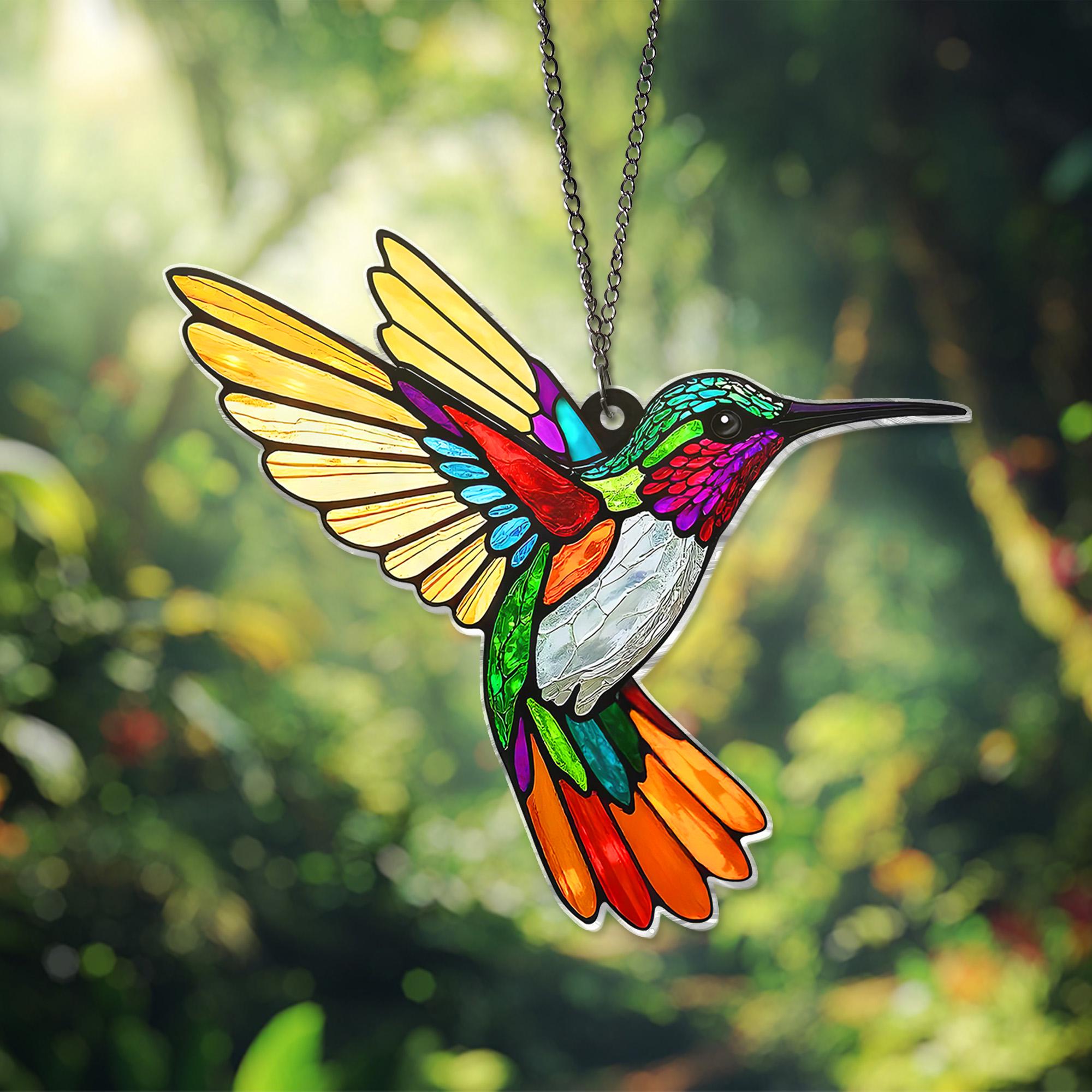 Hummingbird ACRYLIC Suncatcher Hummingbird Acrylic Stained Glass Style ...