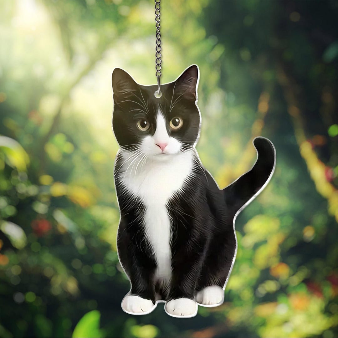 Black Cat Acrylic Window Hanging Decor Ornament, Black Cat Acrylic ...