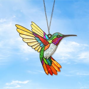 Hummingbird ACRYLIC Suncatcher Hummingbird Acrylic Stained Glass Style ...