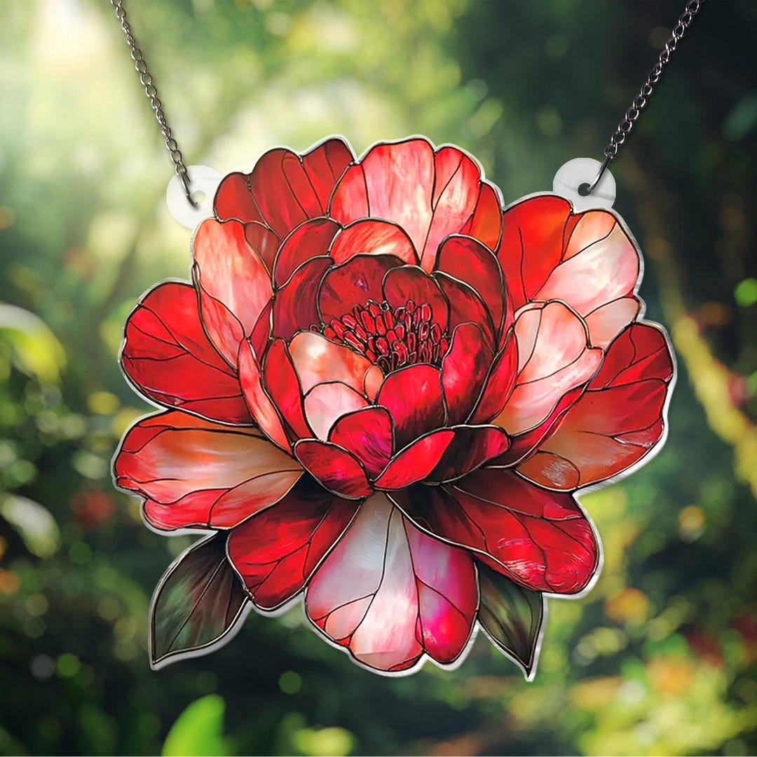 Peony Suncatcher ACRYLIC Hanging Sign Peony Window Hanging Peony ...