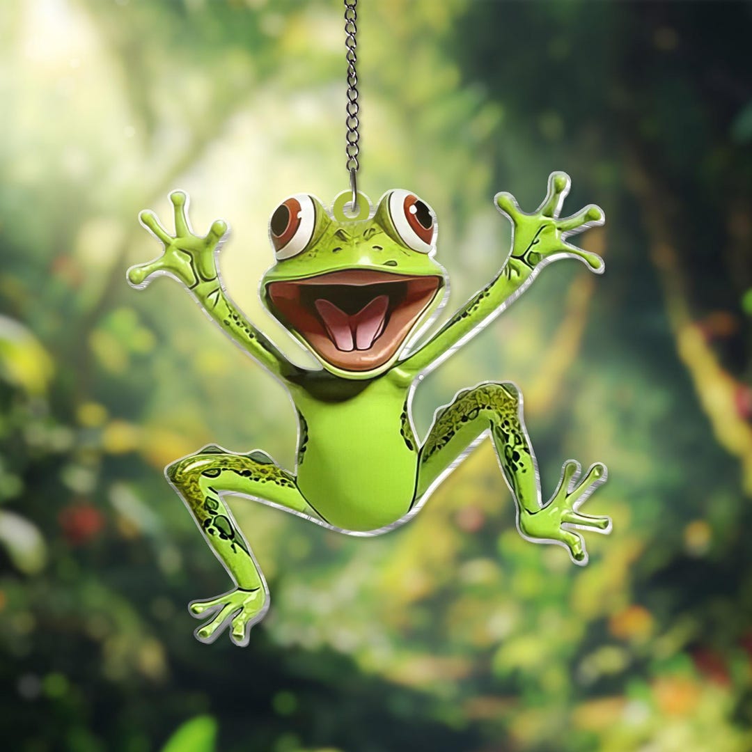 Funny Green Frog ACRYLIC Window Hanging, Frog Acrylic Window Hanging ...