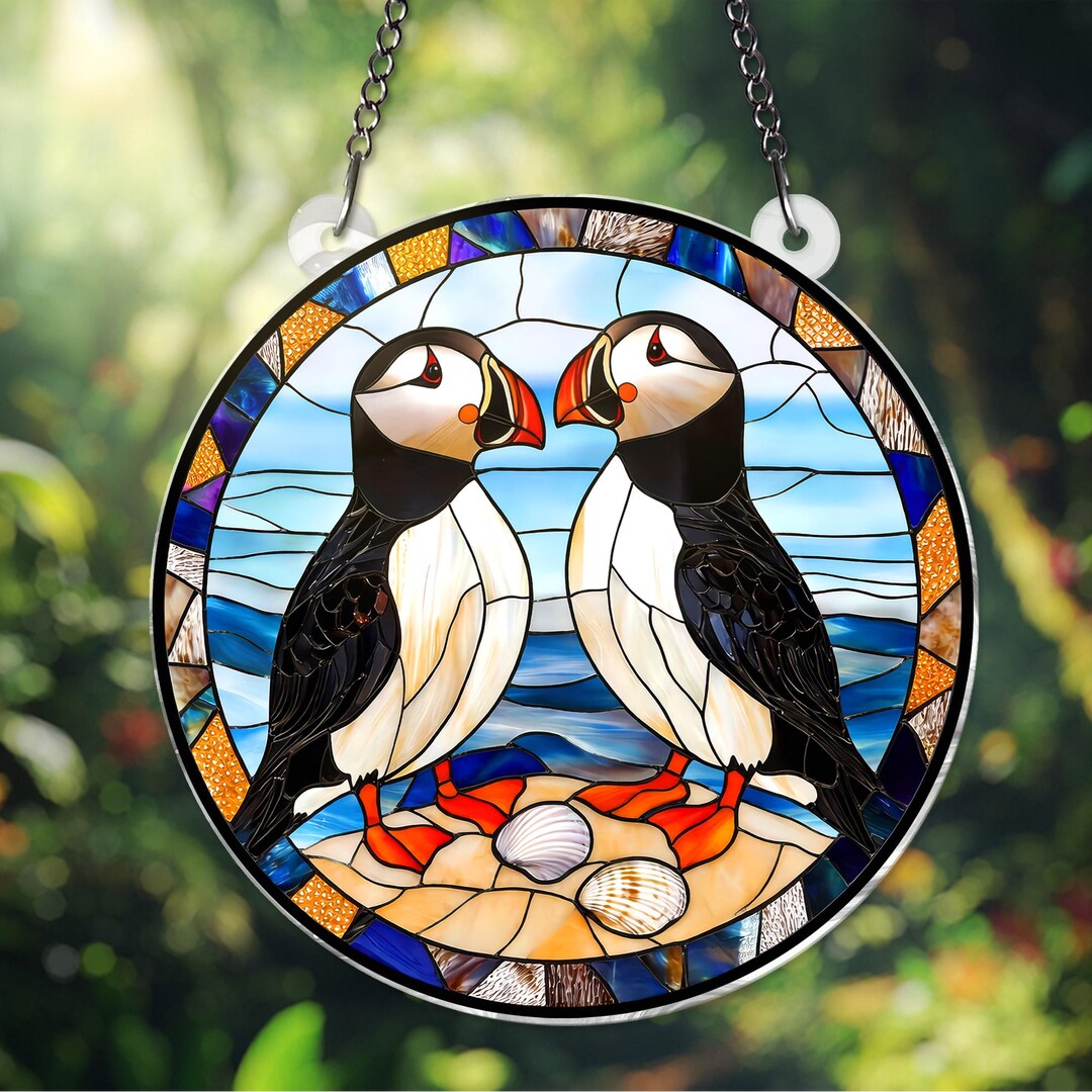 Atlantic Puffin Acrylic Window Hanging, Coastal Bird Decor, Puffin ...