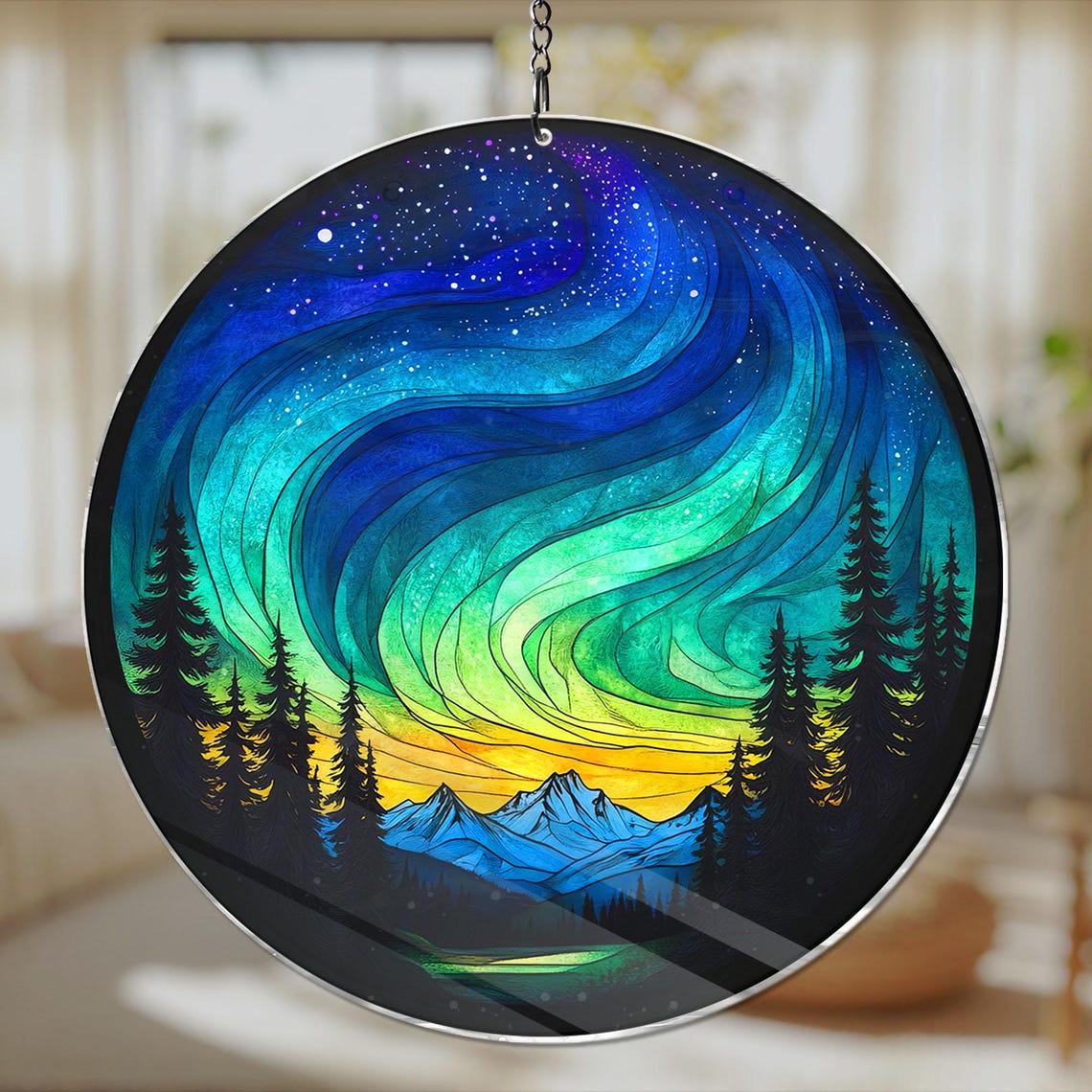 Northern Lights Aurora Borealis ACRYLIC Window Hanging Decor, Celestial ...