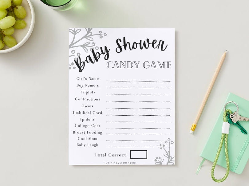 Candy Game, Baby Shower Games, PDF, Digital Download, Printable ...