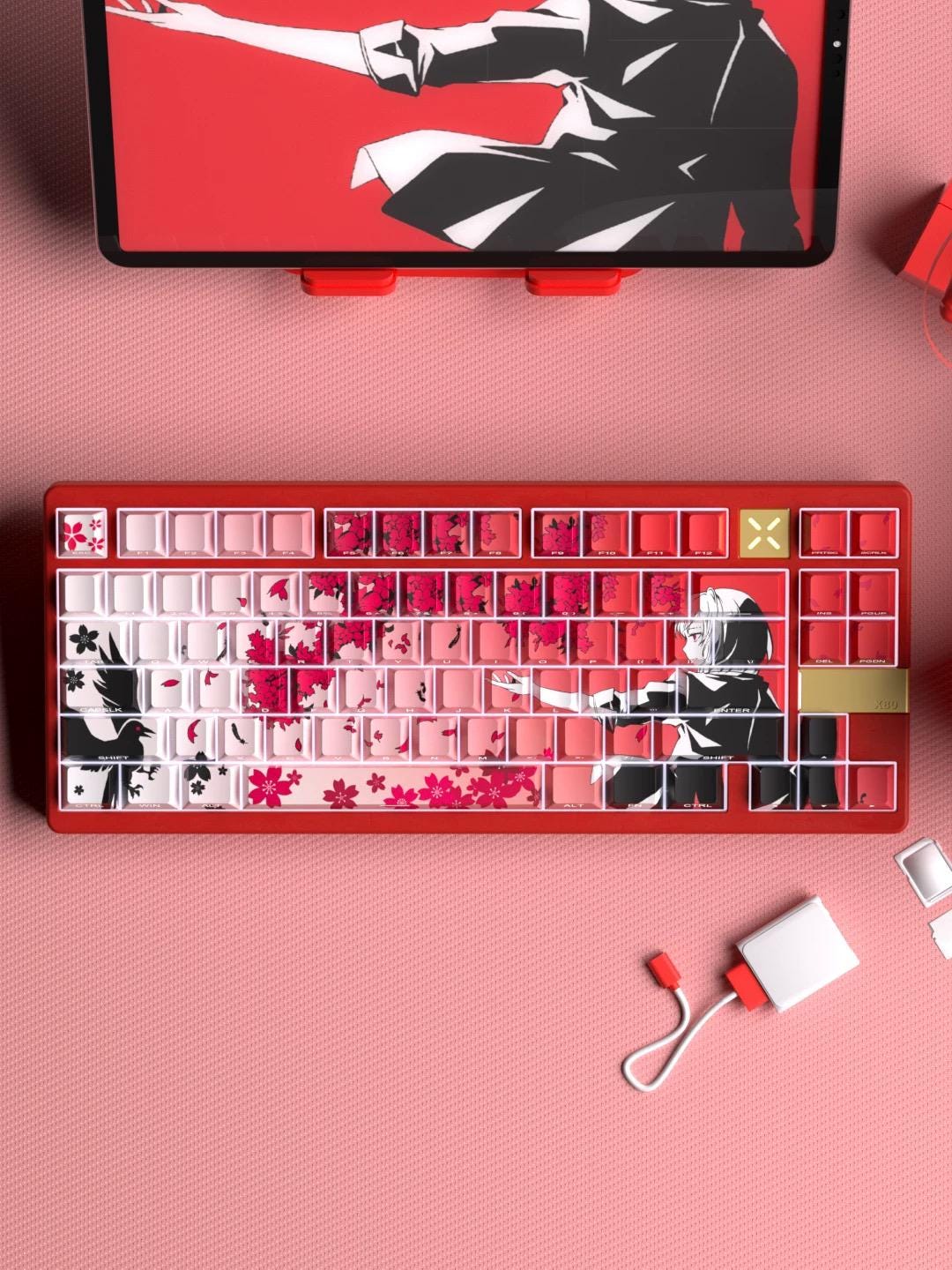 74 Pcs Sakura Anime Girl Keycap Set, Side Carving, Cherry Profile ...