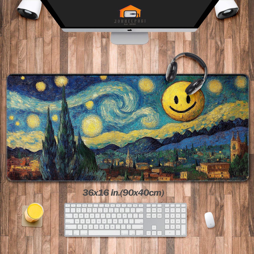 Van Gogh Painting Style Pac-man Mouse Pad Oversize, Ms Pac Man Gamer ...
