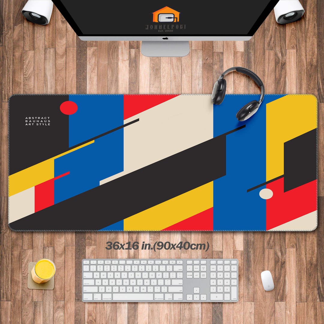 Bauhaus Art Style Desk Mat Large, Futuristic Mouse Pad Long ...