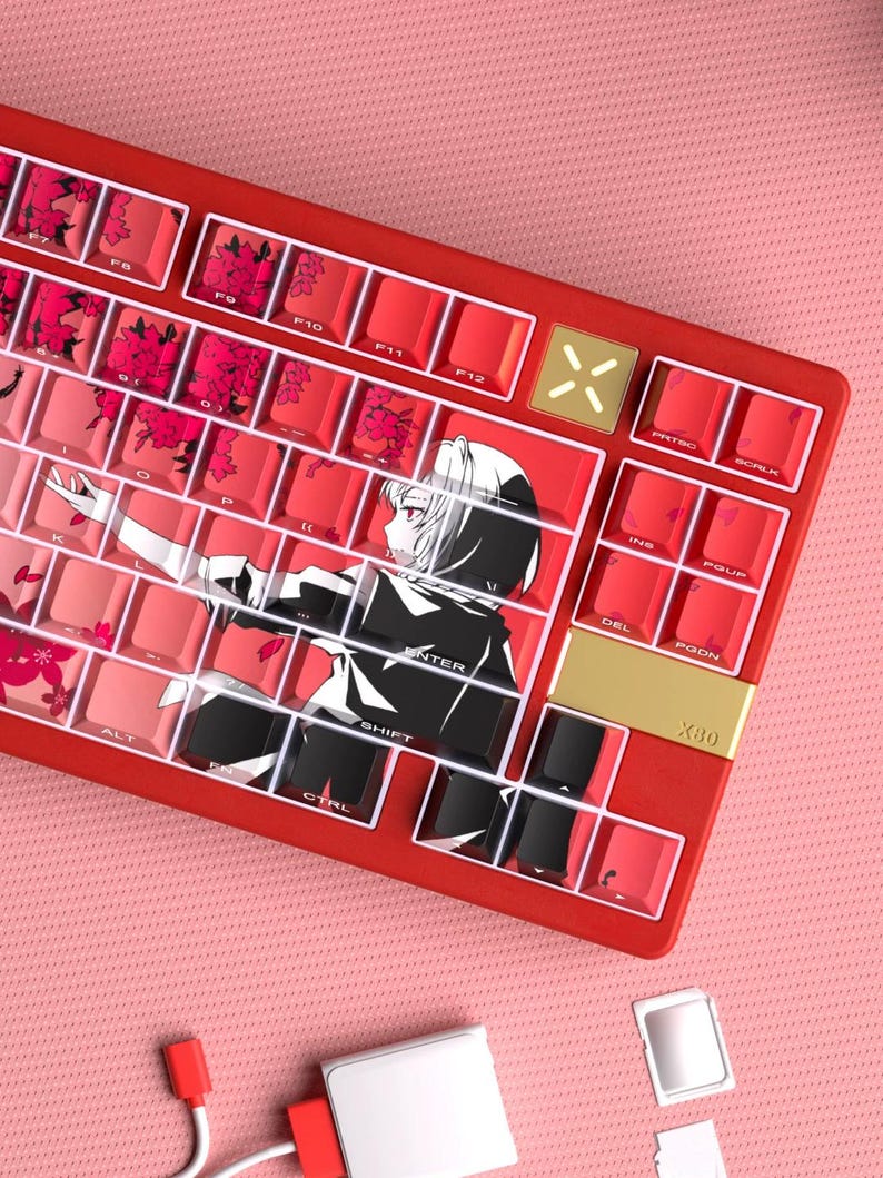 74 Pcs Sakura Anime Girl Keycap Set, Side Carving, Cherry Profile ...