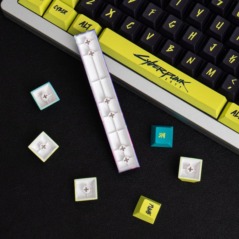 129 Pcs Yellow Cyberpunk Keycap Set, Cherry Profile, Artisan Keycaps ...