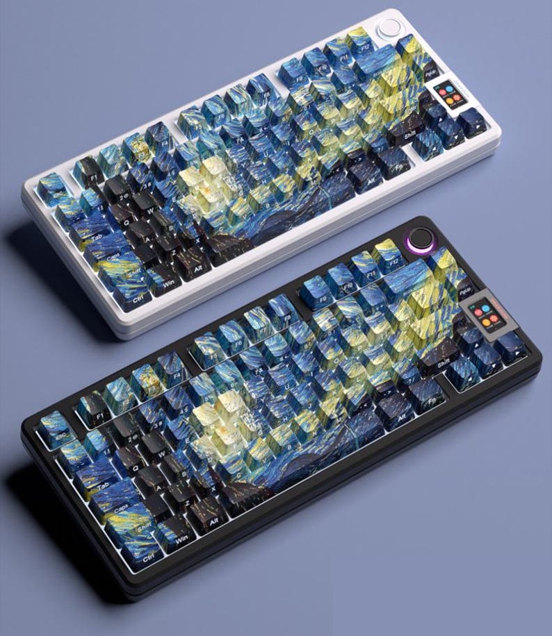 130 Pcs Starry Night Design Keycap Set, Side Carving, Cherry Profile ...