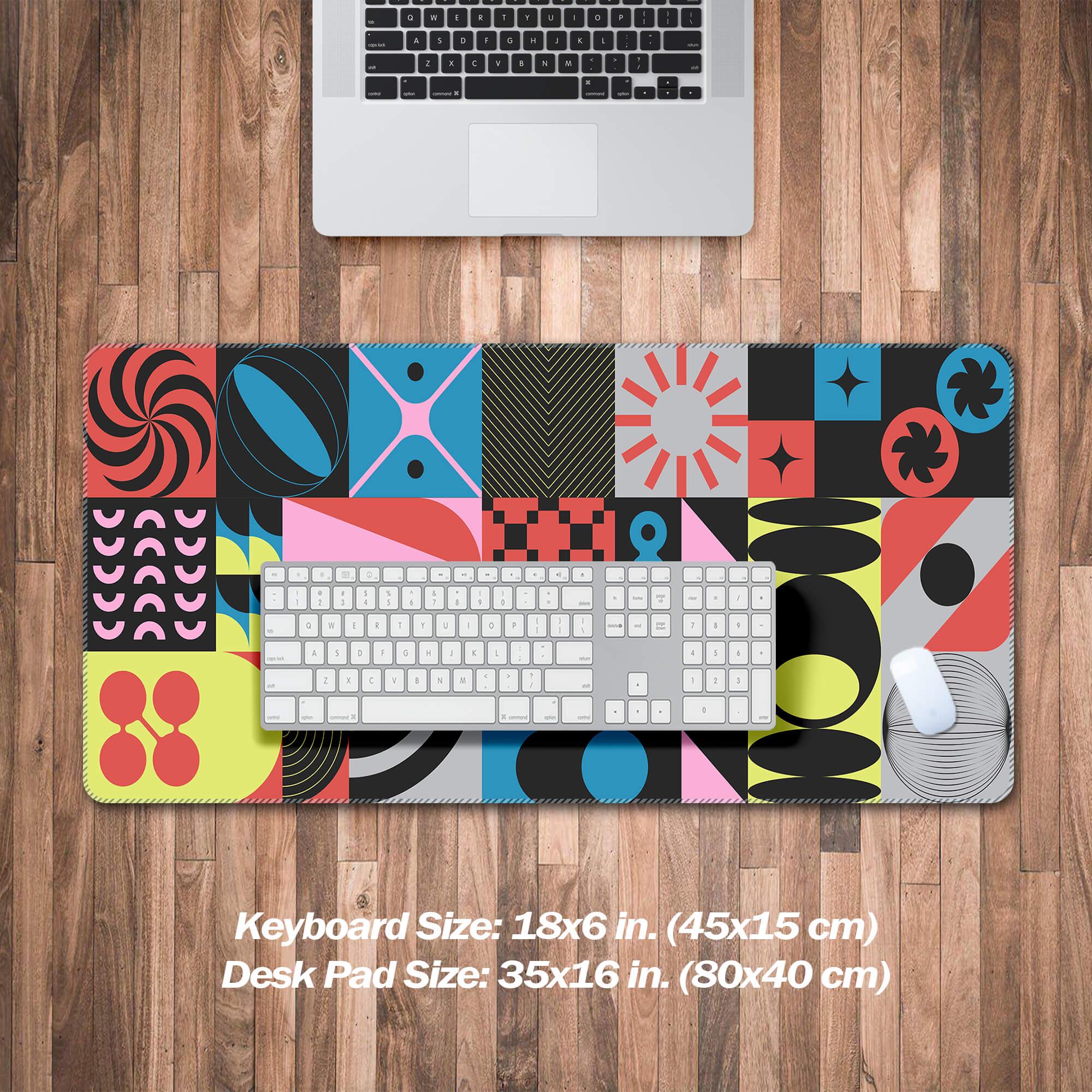 Bauhaus Pattern Desk Mat Large, Futuristic Mouse Pad Long, Contemporary ...