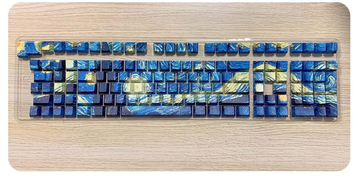 130 Pcs Starry Night Design Keycap Set, Side Carving, Cherry Profile ...
