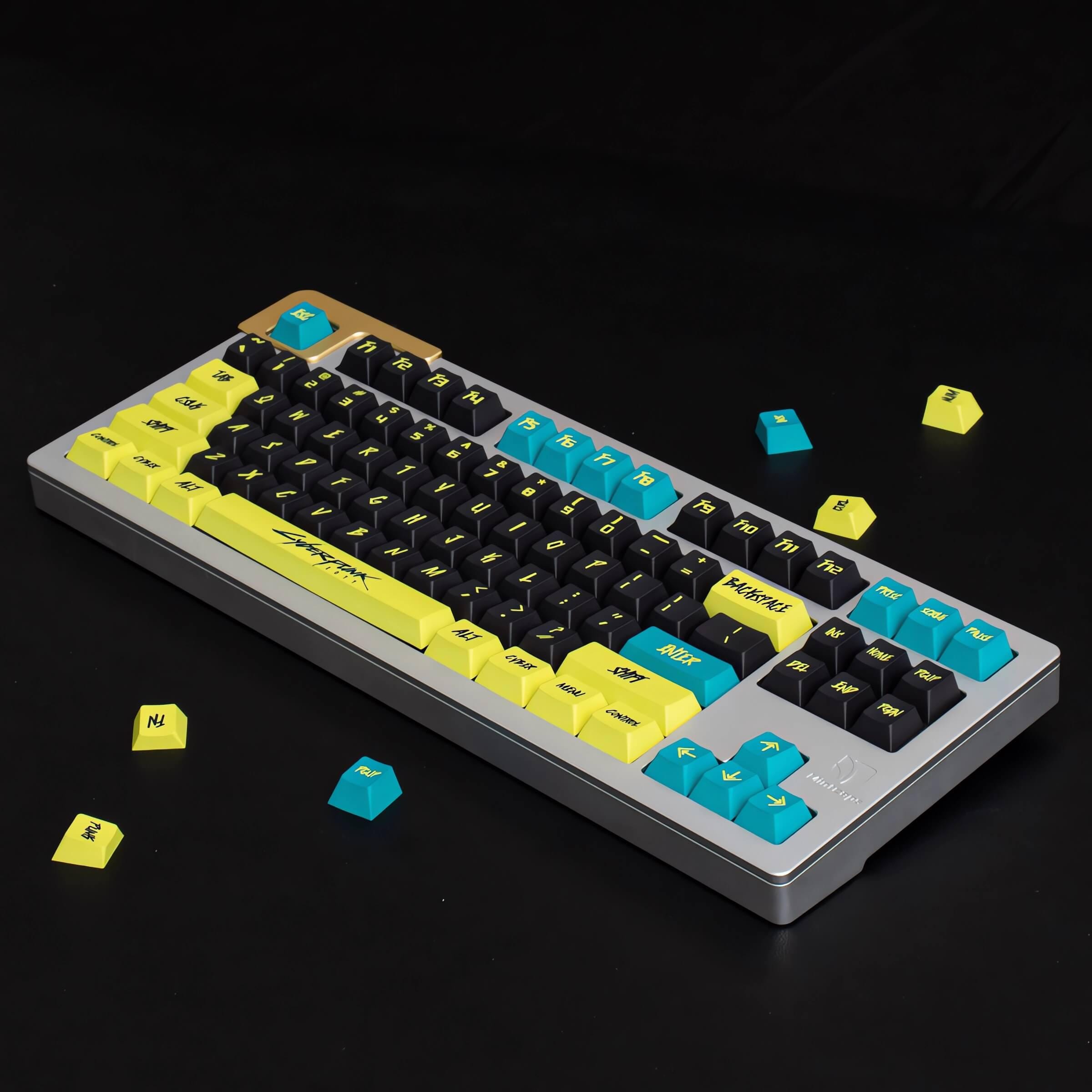 129 Pcs Yellow Cyberpunk Keycap Set, Cherry Profile, Artisan Keycaps ...