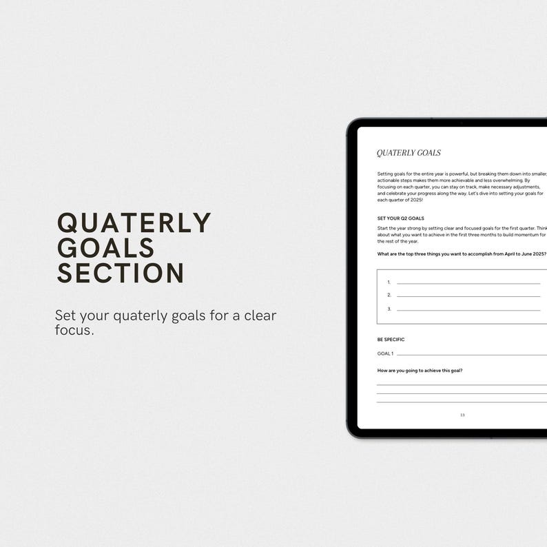 2025 Goal Setting Workbook - Goal Planner - Yearly, Quaterly & Monthly ...