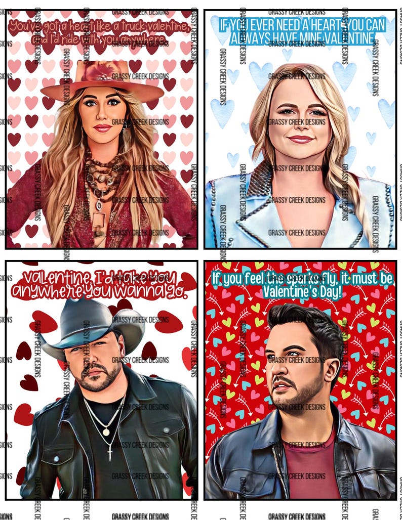 Inspired Country Music Artist Printable PDF Download Kids Valentine's ...