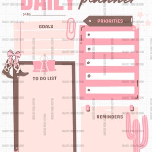 Pink Western Daily Planner Printable PDF File - Etsy