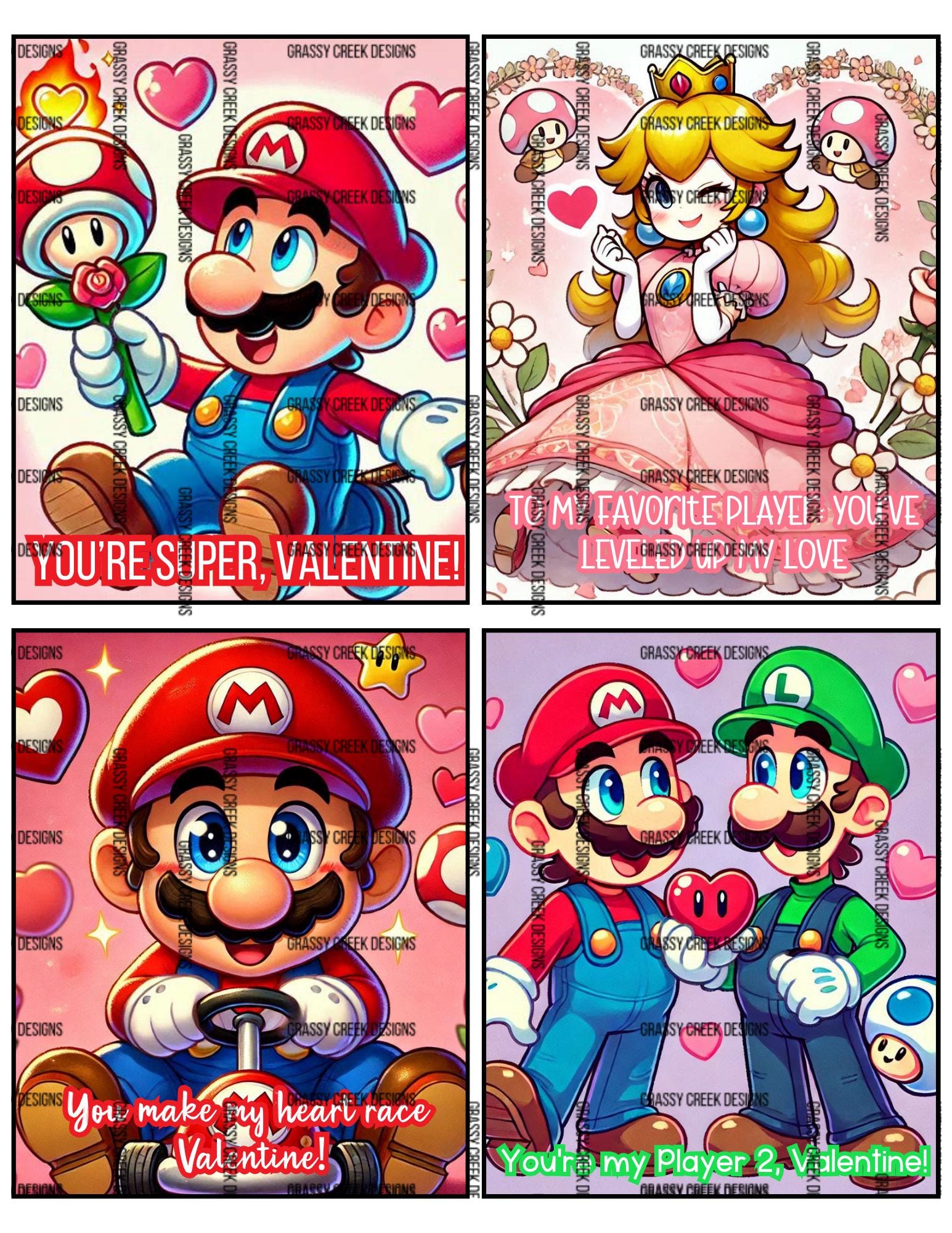 Inspired Mario and Friends Printable PDF Download Kids Valentine's Day ...