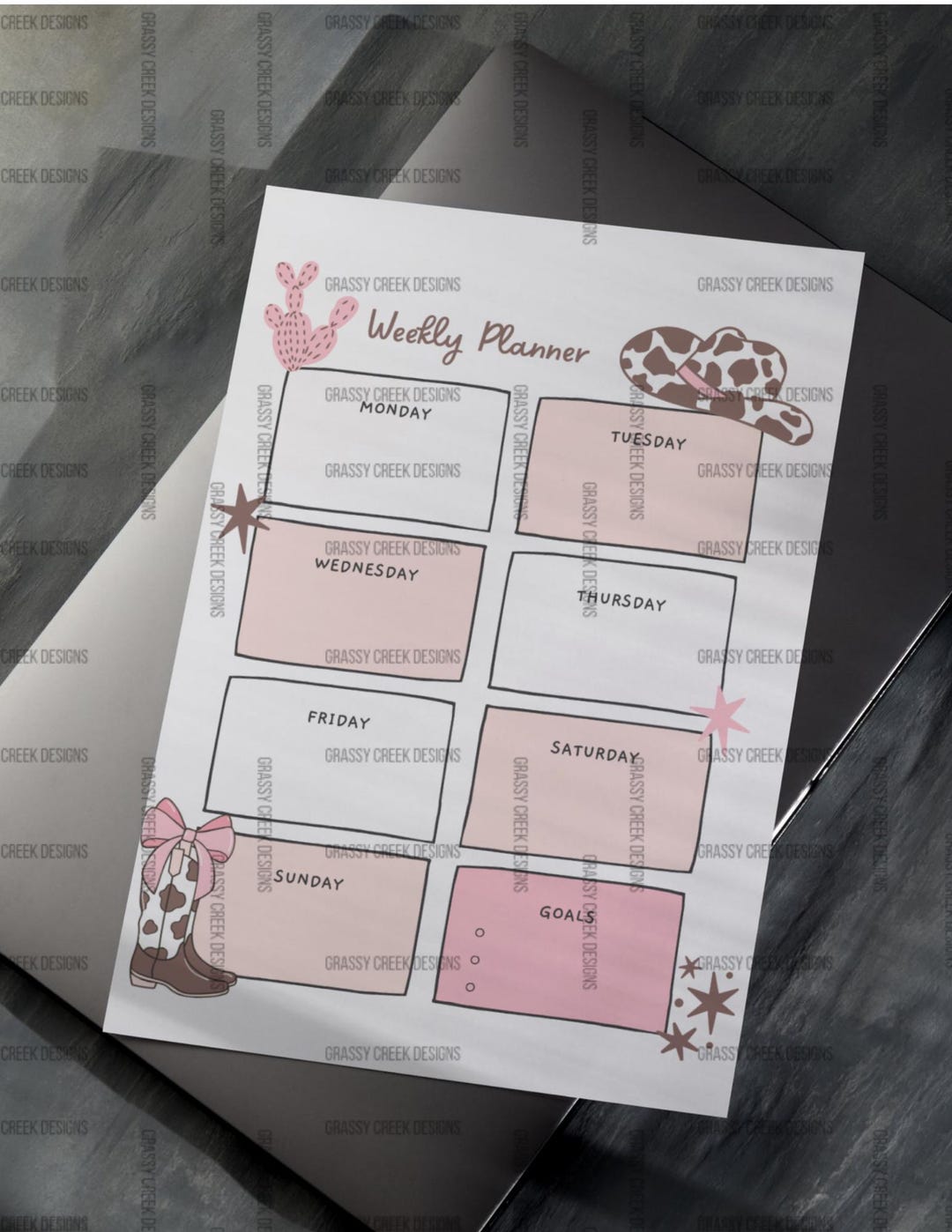 Pink Western Weekly Planner Printable PDF File - Etsy