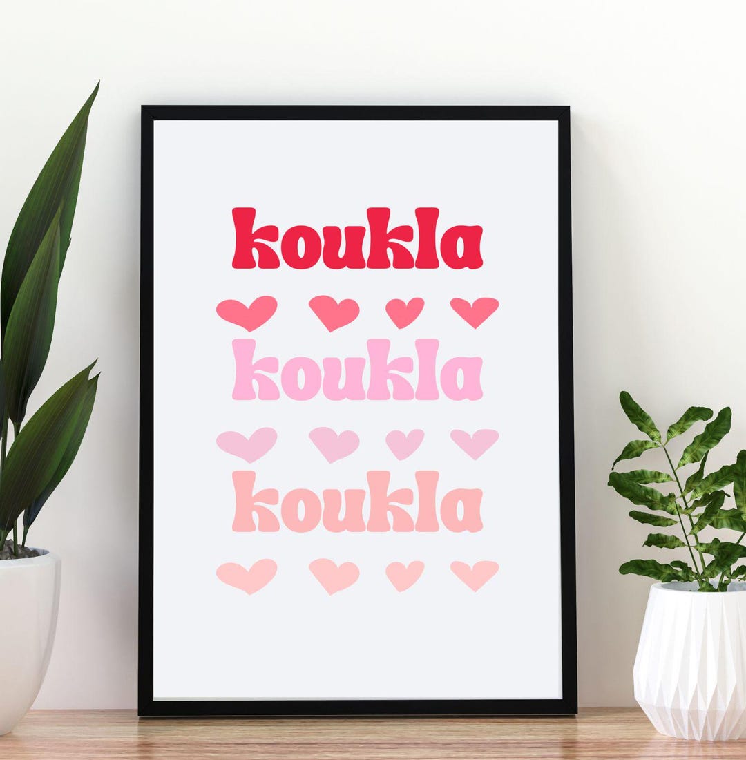 Retro 'koukla' Heart Digital Poster - Etsy