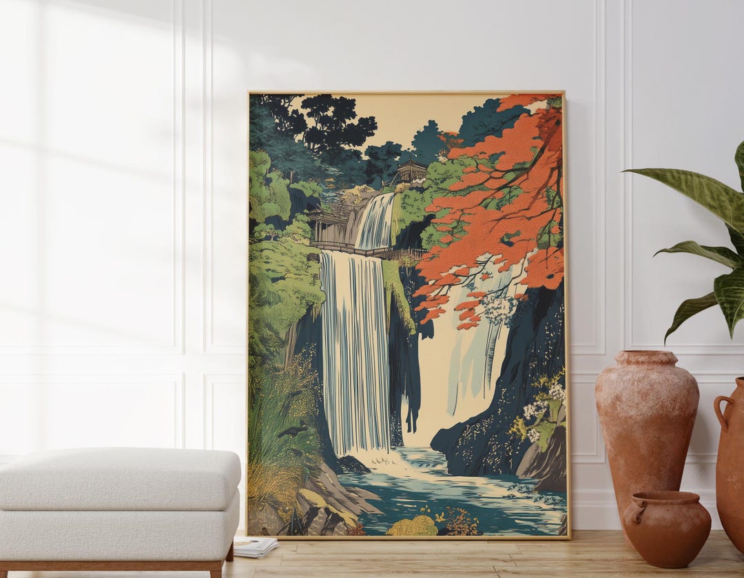 Ukiyo-e Waterfall, Hokusai Waterfall, Ukiyo-e Art, Art Print, Waterfall ...